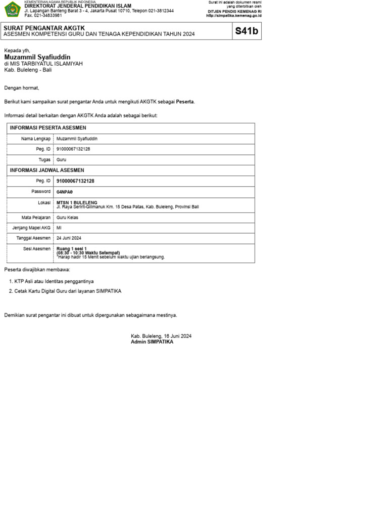 Surat Pengantar AKG | PDF