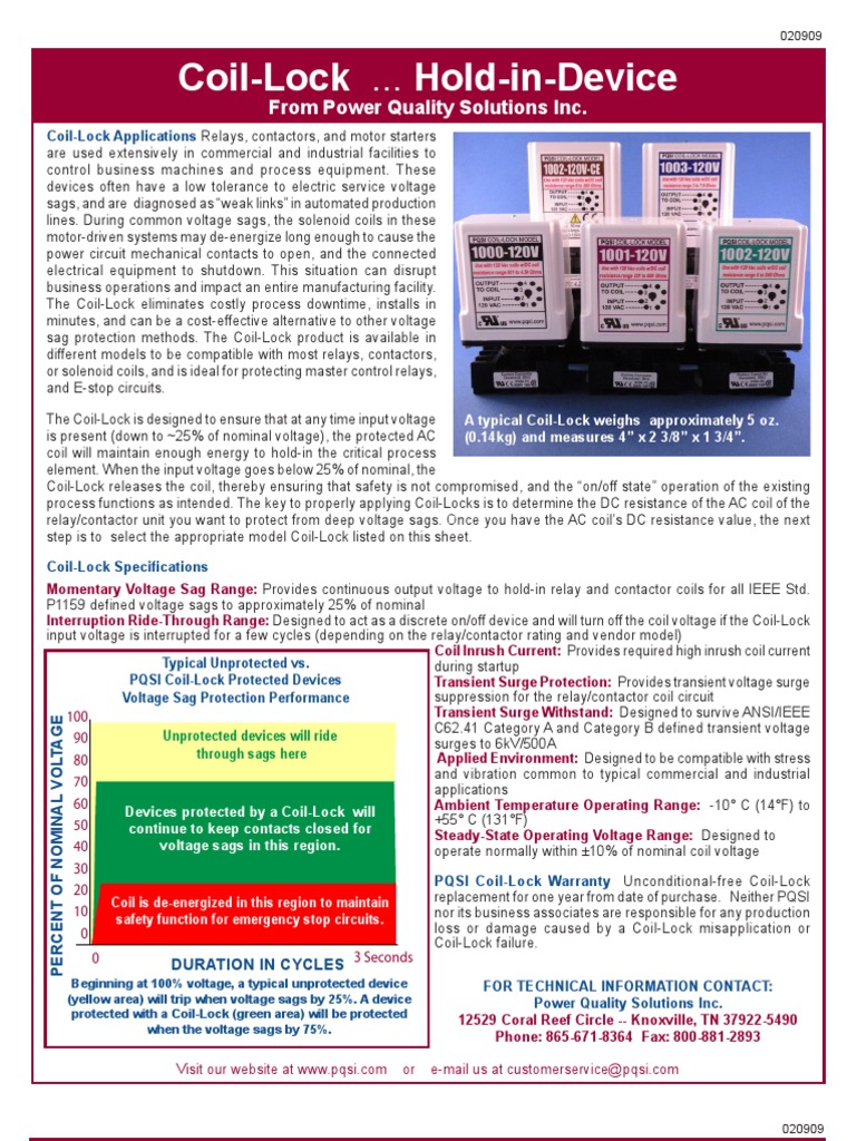 PQSI Coil Lock Model 1003 | PDF | Relay | Alternating Current