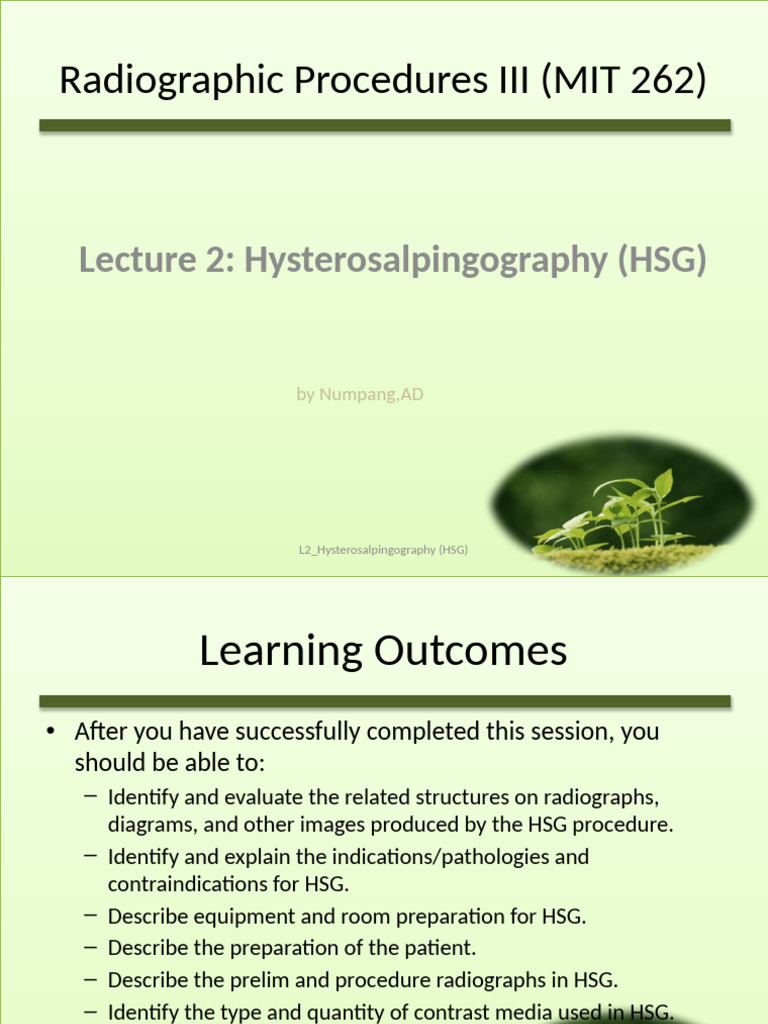 Hysterosalpingography (HSG) Overview | PDF | Clinical Medicine | Mammal ...