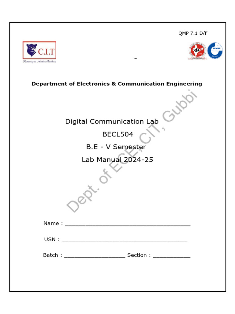 DC Lab Manual2024-25-BECL504 | PDF | Modulation | Detector (Radio)