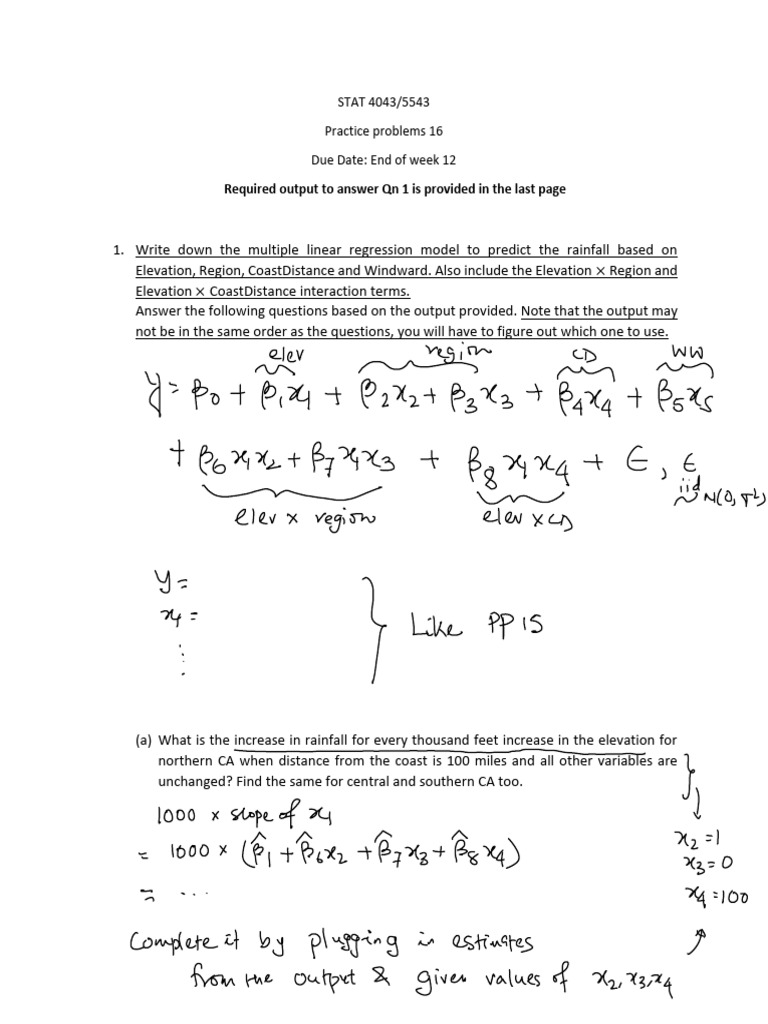 Multiple Linear Regression Practice Problems | PDF | Dependent And Independent Variables ...