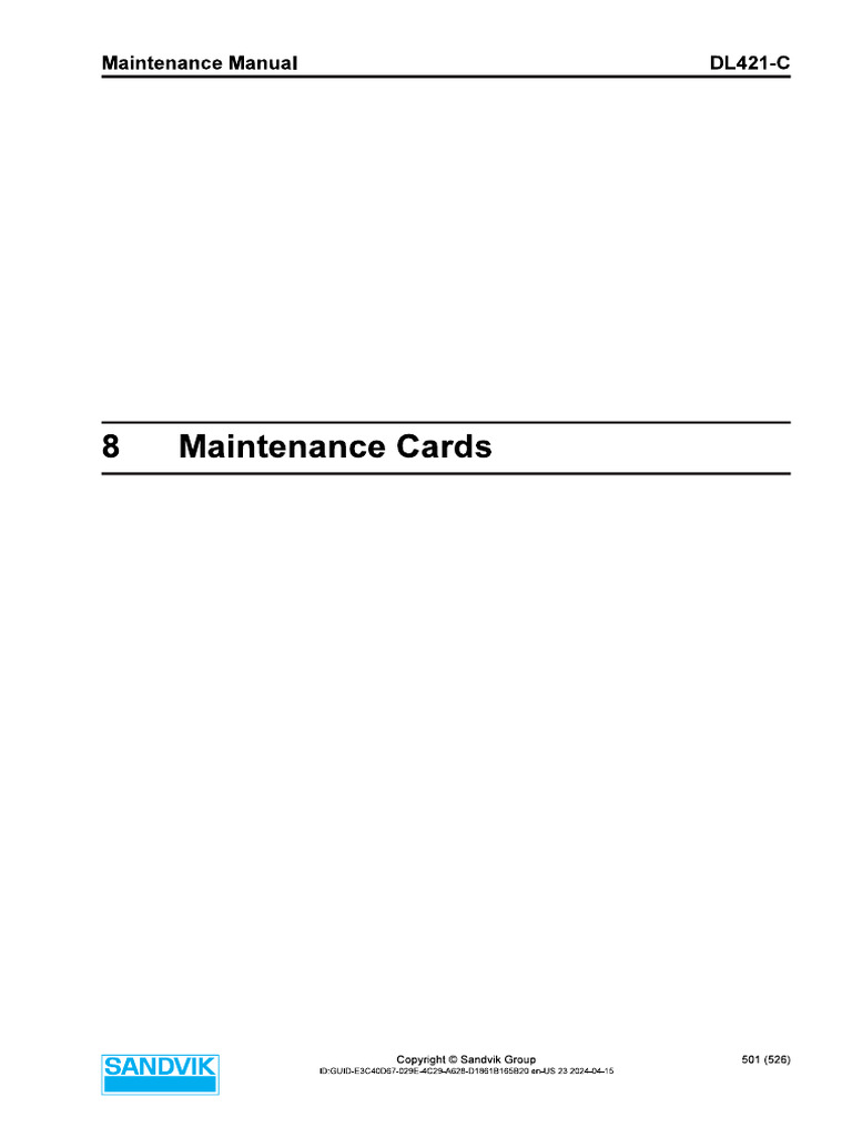 Sandvik DL421 - Maintenance Program | PDF
