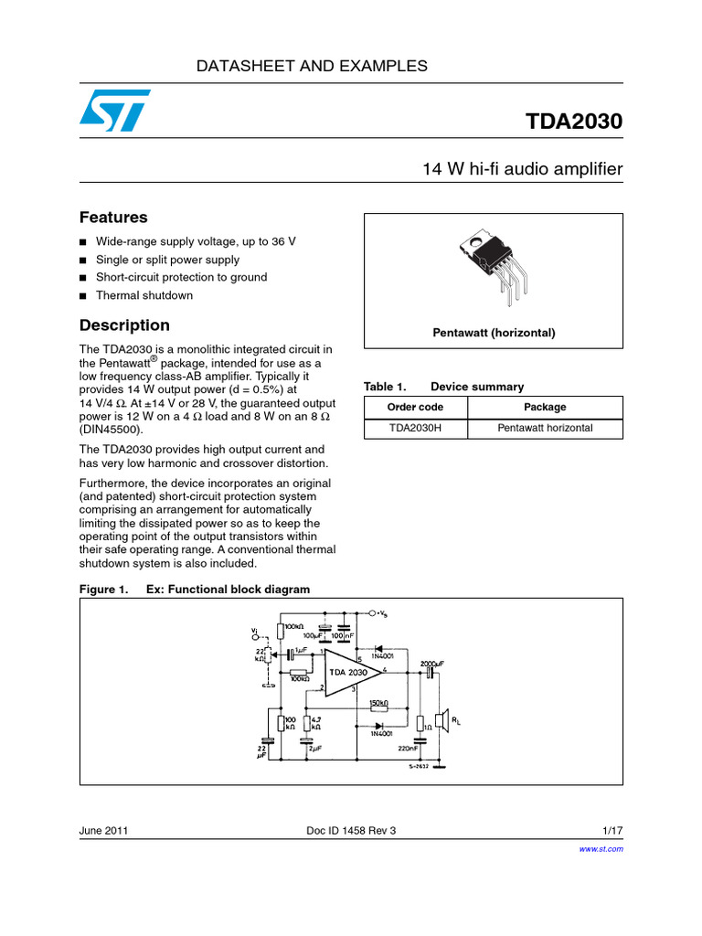 tda2030 | PDF | Amplifier | Electrical Engineering