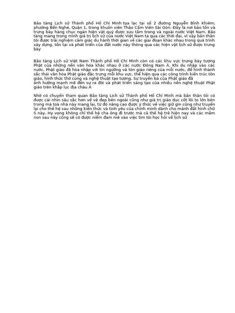Bảo tàng Lịch sử Thành phố Hồ Chí Minhh | PDF