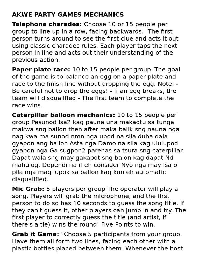 Filipino Party Game Mechanics Guide | PDF