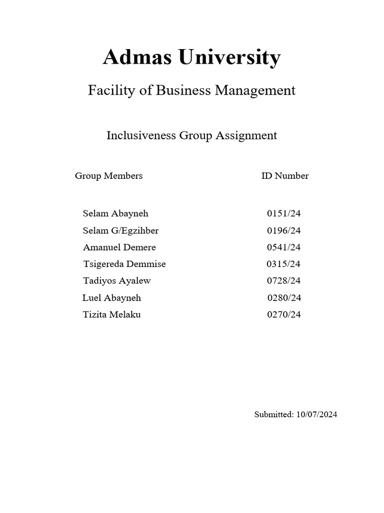Inclusiveness Assignment | PDF | Disability | Inclusion (Education)