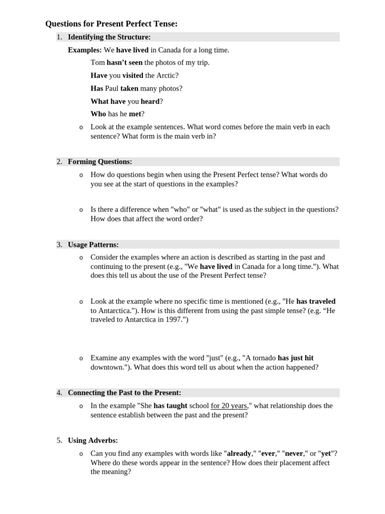 Present Perfect & Continuous Tense Guide | PDF | Grammatical Tense | Verb