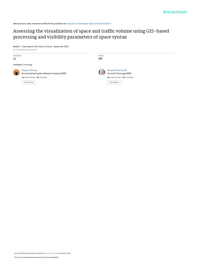 Assessing The Visualization of Space and Traffic Volume Using GIS-based Processing and ...
