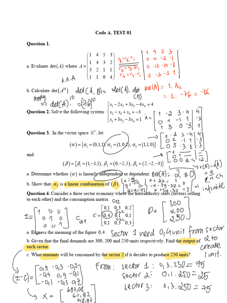 Sample Midterm Advanced Mathematics | PDF | Matrix (Mathematics ...