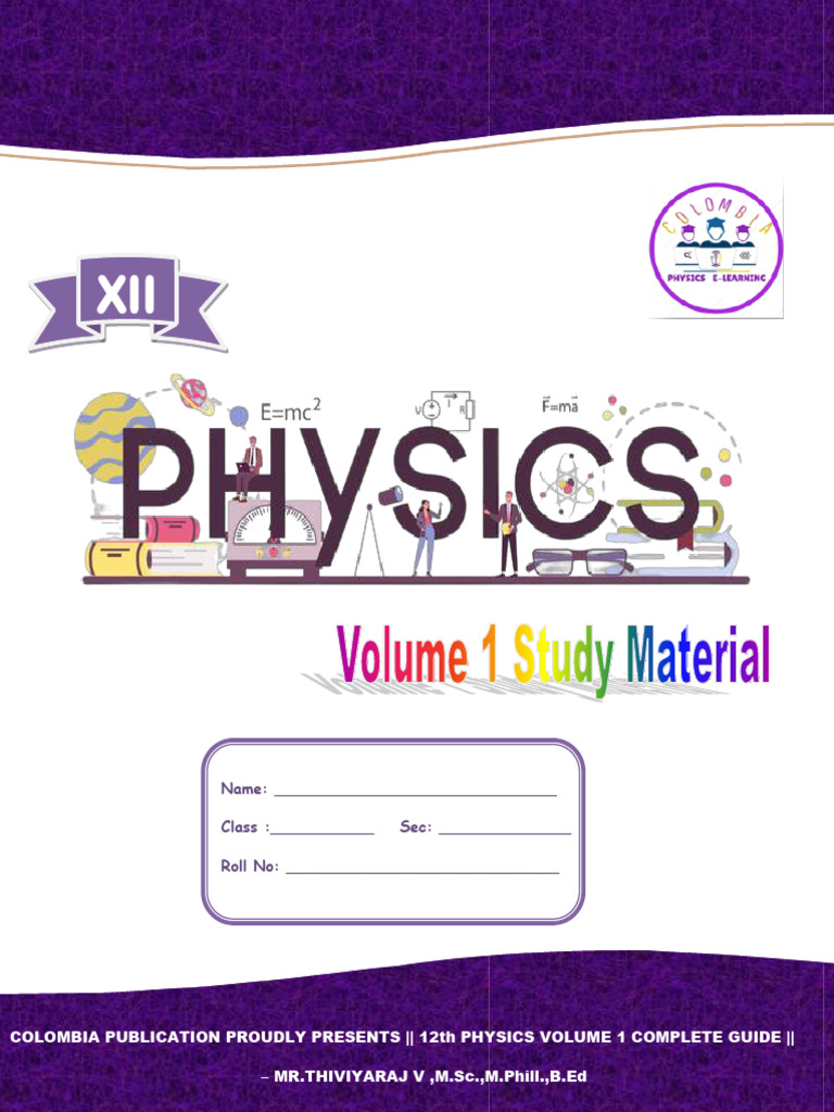 12th Physics Volume 1 Study Material English Medium PDF Download | PDF ...