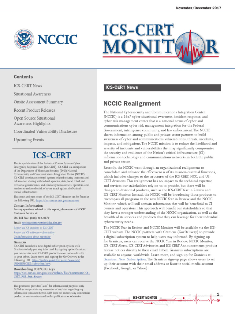 ICS-CERT Monitor Nov-Dec2017 S508C | PDF | Computer Security | Security