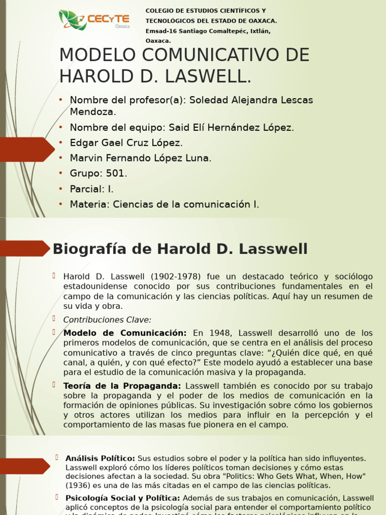 Modelo de Harold D Laswell | PDF | Comunicación | Sicología