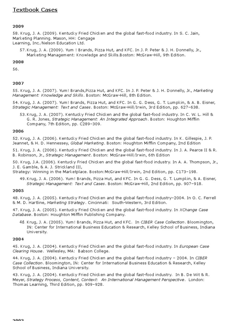 Textbook Cases Document | PDF | Fast Food | Strategic Management