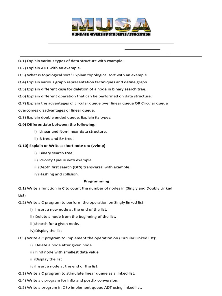 Data Structure Qb Pdf Algorithms And Data Structures Algorithms