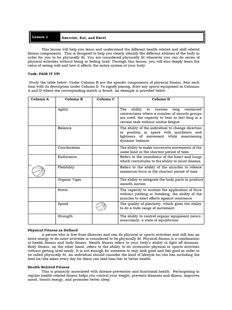 Lesson 1 Exercise For Fitness | PDF | Physical Fitness | Body Mass Index