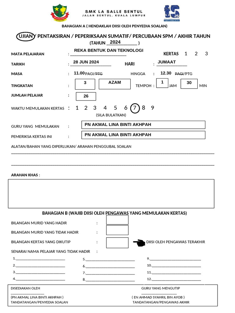 Maklumat Peperiksaan | PDF | Seni | Sains & Matematika