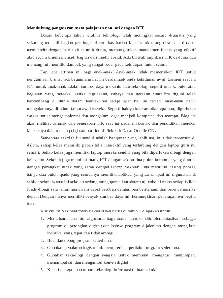 Mendukung Pengajaran Mata Pelajaran Non Inti Dengan ICT | PDF | Komputer
