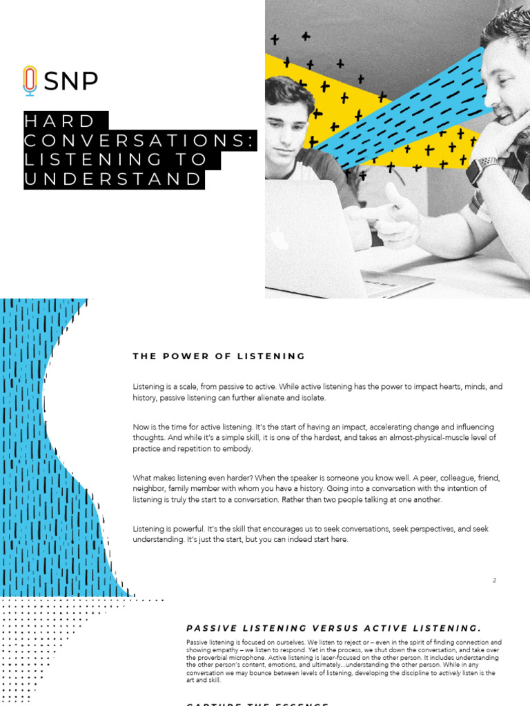 SNP Retention Doc - Hard Conversations Listening To Understand | PDF ...