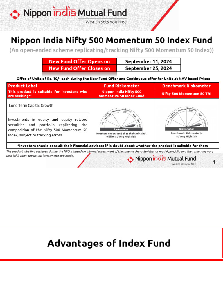 Presentation NI Nifty 500 Momentum 50 Index Fund Aug 2024 | PDF ...