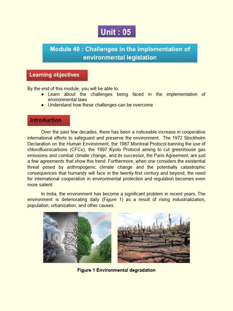 Challenges in The Implementation of Environmental Legislation | PDF ...
