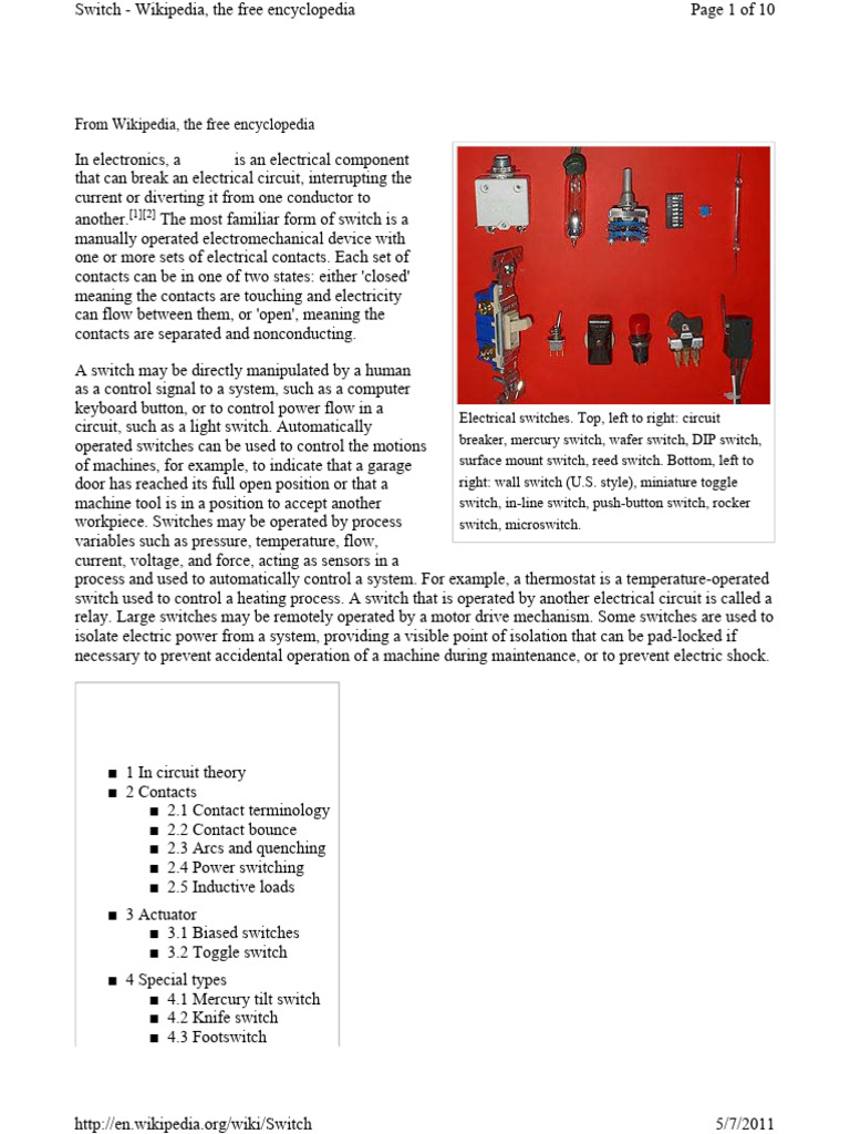 Overview of Electrical Switches | PDF | Switch | Electrical Wiring