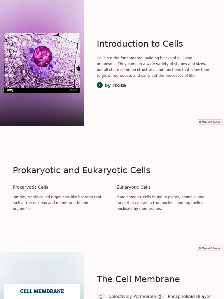 Introduction To Cells 9th (Auto Saved) | PDF | Cell (Biology) | Cell Membrane