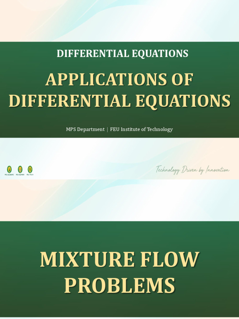 Mixture Flow Problems in Differential Equations | PDF | Mixture | Gallon