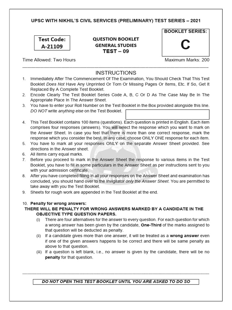 Test 09 2021 Environment - III Q (UPSC - With - Nikhil) | PDF ...