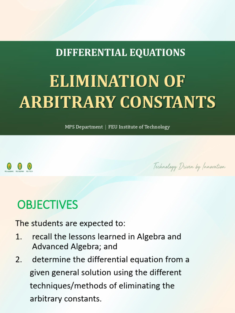 Module 2a Elimination of Arbitrary Constants | PDF | Science ...