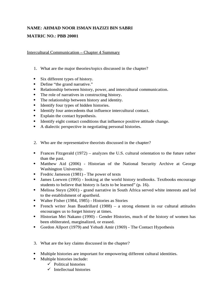 Chapter 4 Summary | PDF | Family | Narrative