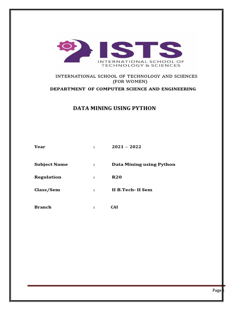 r20 Datamining Lab (2-2 Sem Lab) | PDF | Cluster Analysis | Machine ...