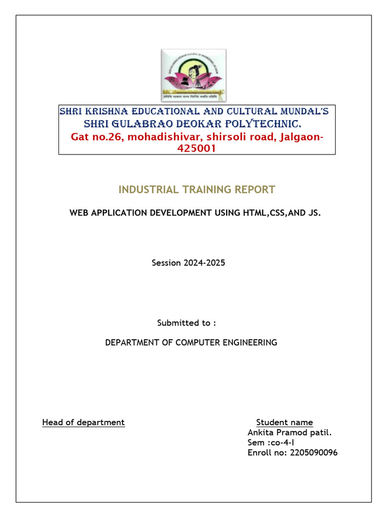 Industrial Training Report: Web Development | PDF | World Wide Web | Internet & Web