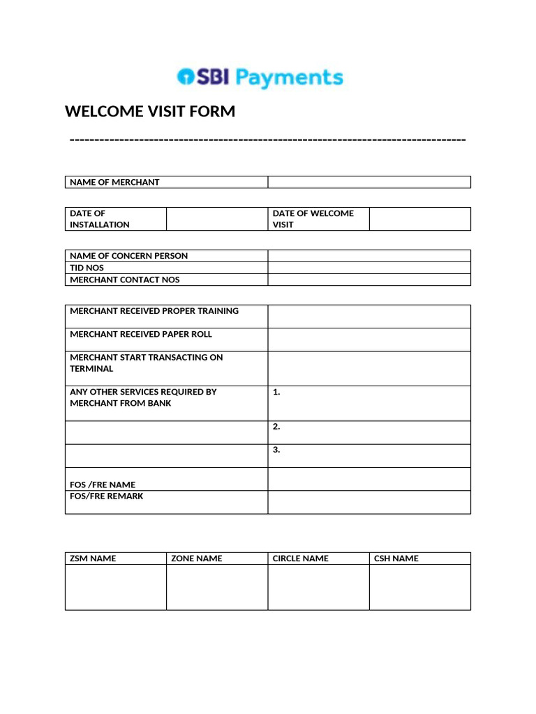 Welcome Visit Form | PDF