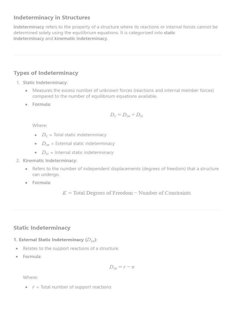 Indeterminacy In Structures Pdf Kinematics Force