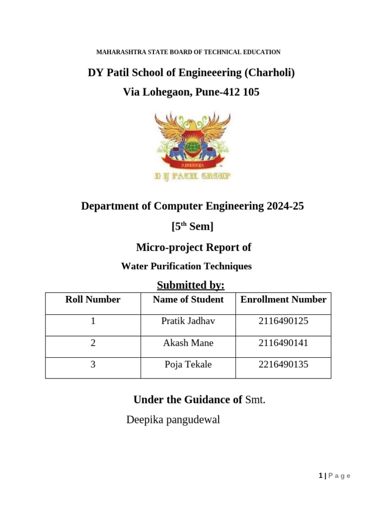 Est Final Microproject-1 Pratik | PDF | Water Purification | Water