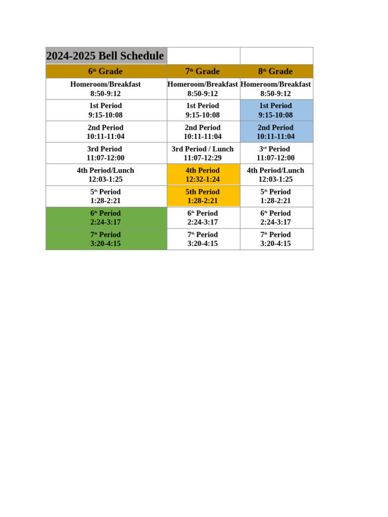 2024 2025 Bell Schedule.e9a317100311 | PDF