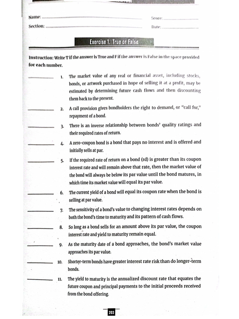 Finmar Chapter 5 Exercises | PDF