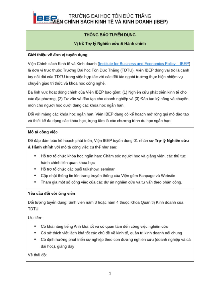 TR Lý Nghiên C U Và Hành Chính IBEP | PDF