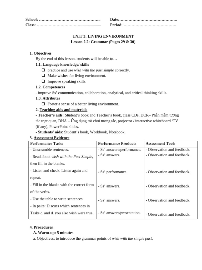 Unit 3 - Lesson 2.2 - Grammar - Pages 29 & 30 | PDF | Teachers ...