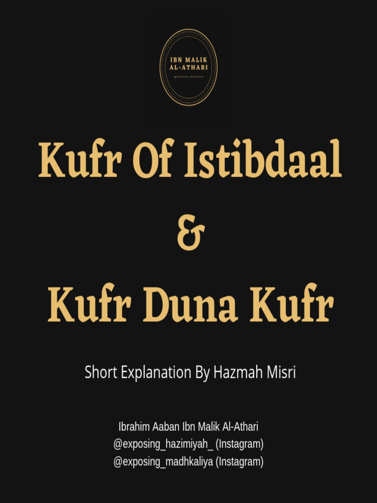 Istibdaal & Kufr Duna Kufr | PDF | God In Islam | Sharia