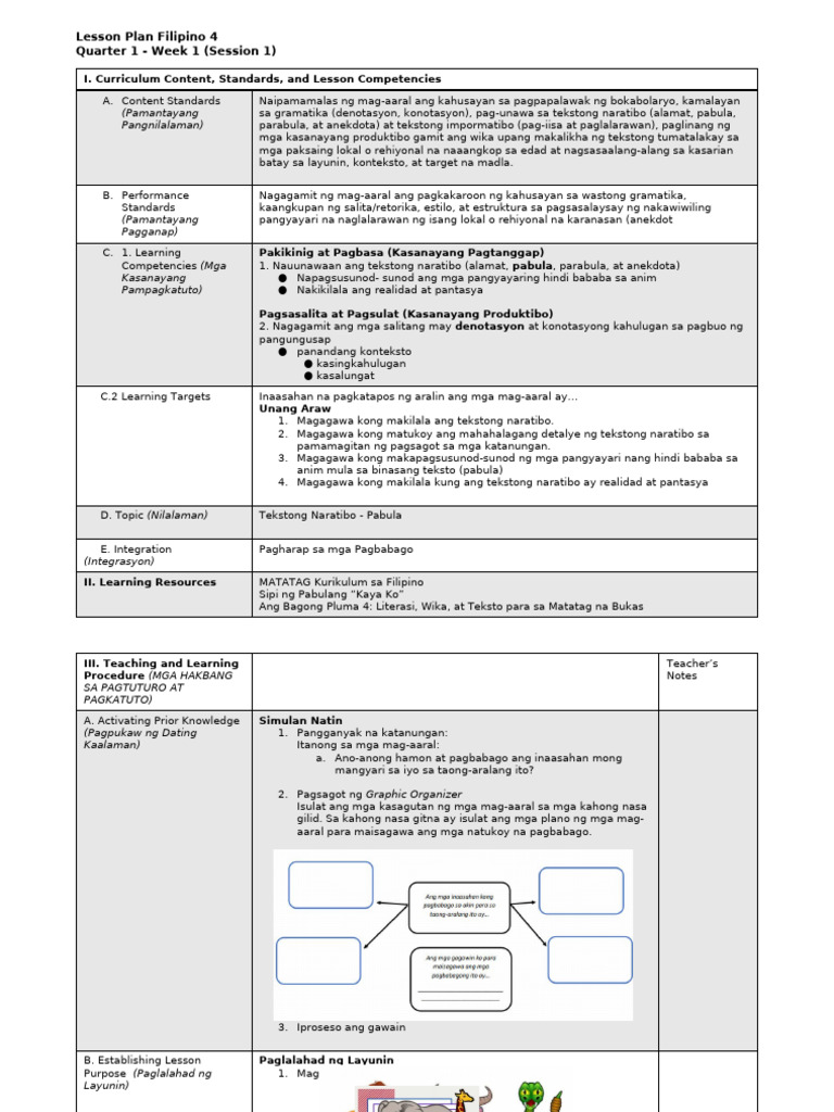 DONE Filipino 4 Lesson Plan | PDF