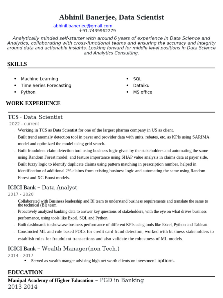 Senior Data Scientist Resume Example | PDF | Data Science | Analytics