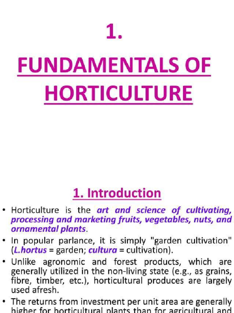 Fundamentals of Horticulture | PDF