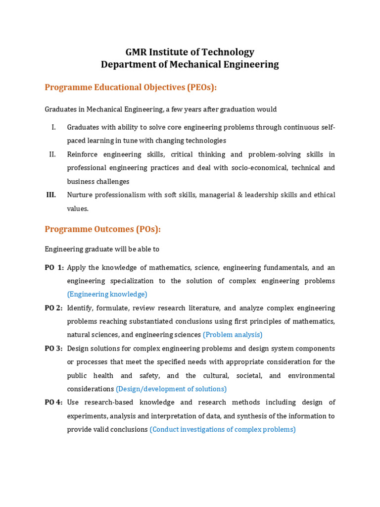 PEOs Mech | PDF | Engineering | Science