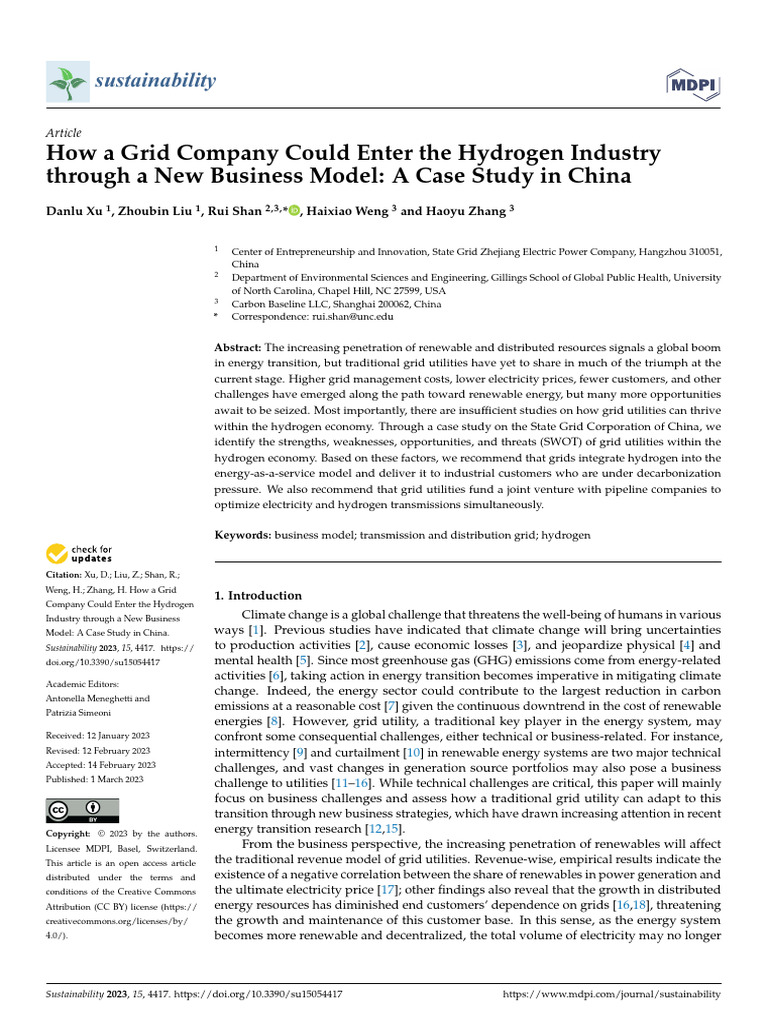 Grid Company Hydrogen Industry Case Study | PDF | Electrical Grid ...