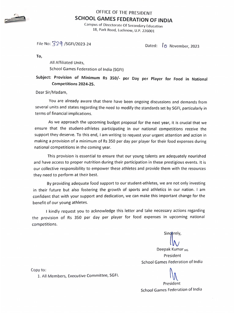 Food Charge Increase Letter | PDF