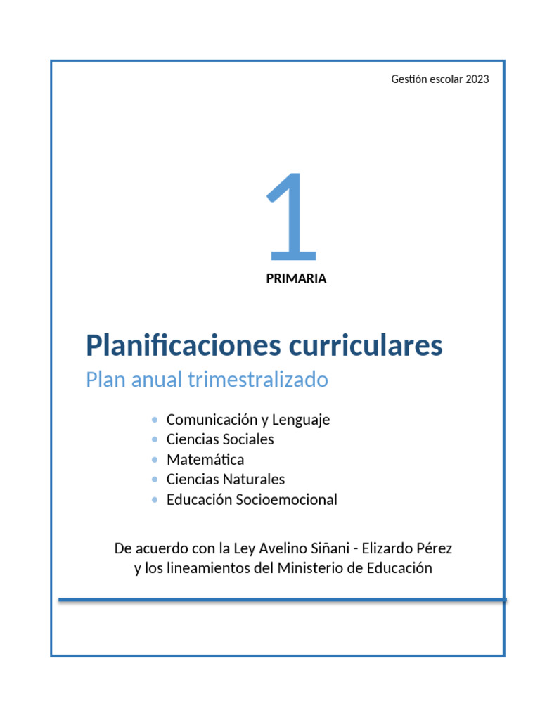 Plan Anual de Primaria 2023: Currículo y Objetivos | PDF | Naturaleza ...
