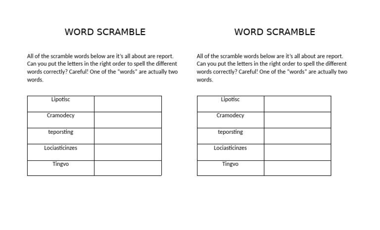 Word Scramble | PDF