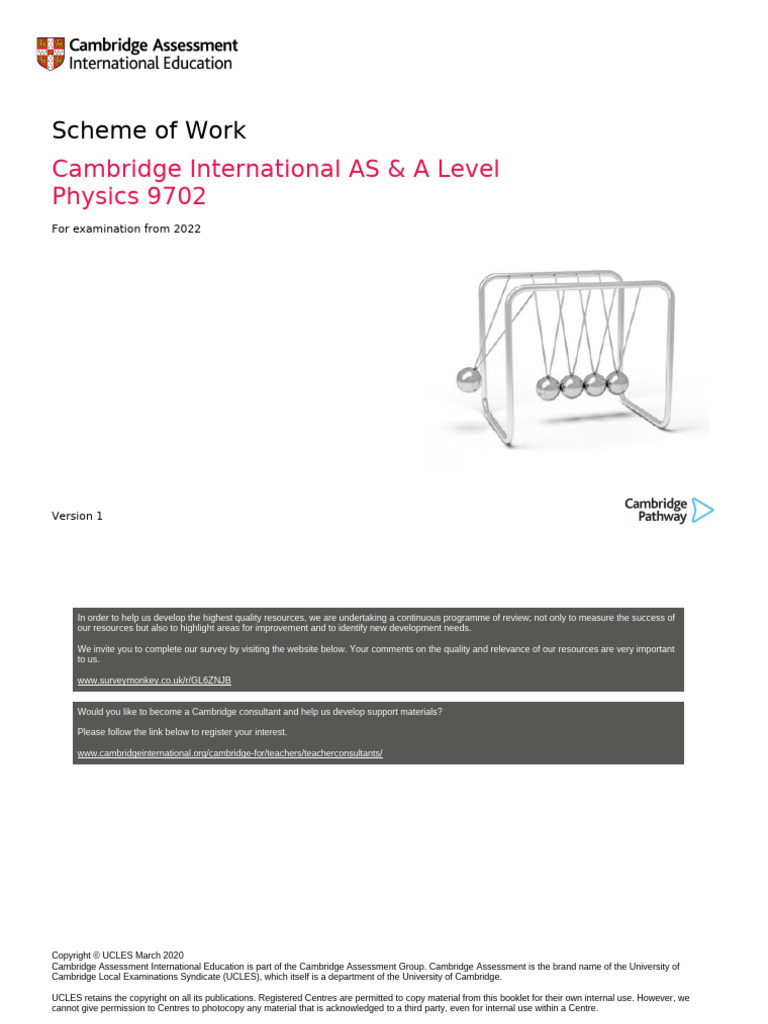 Cambridge AS & A Level Physics 9702 Scheme | PDF | Acceleration | Velocity