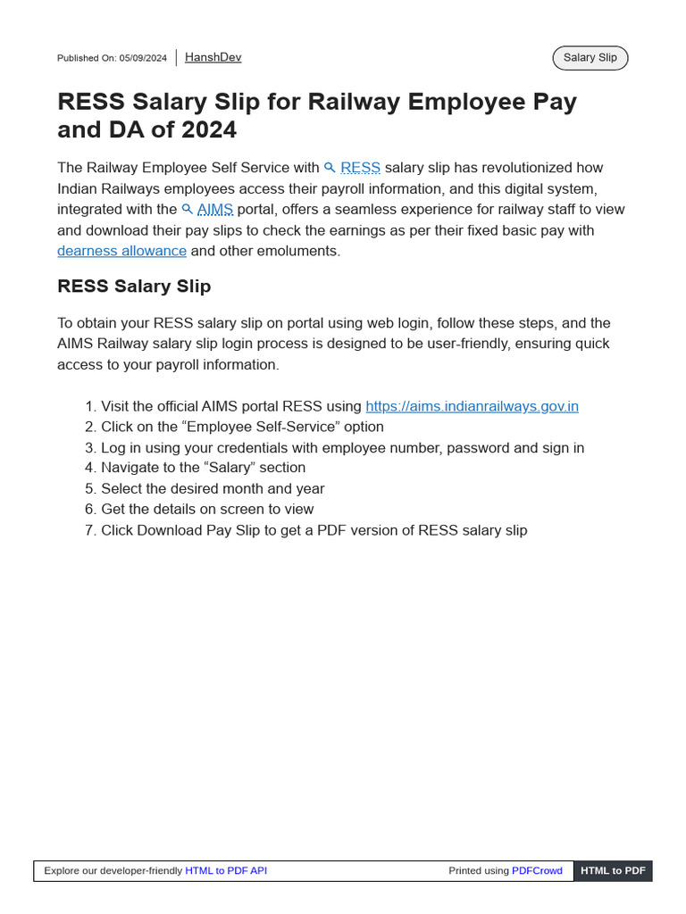 Expectedda Com Ress Salary Slip Railway Pay Da Download | PDF | Ios ...
